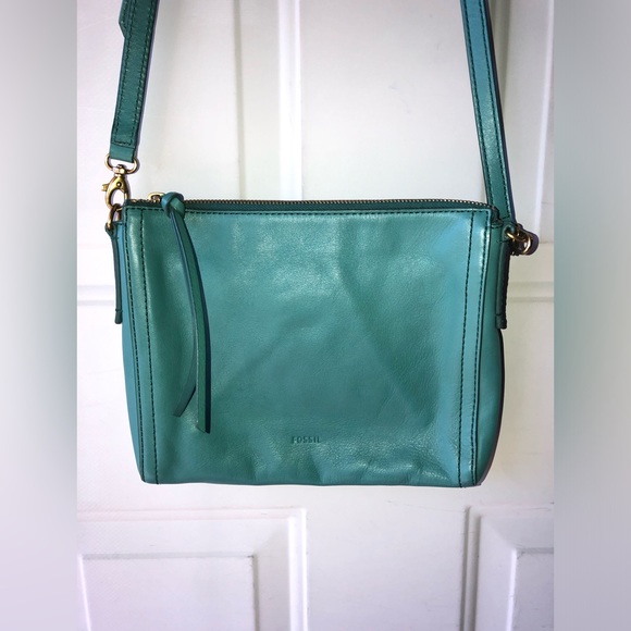 Fossil | Bags | Fossil Teal Leather Crossbody Bag | Poshmark